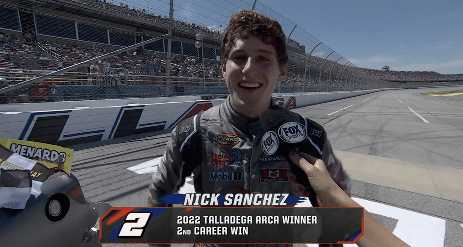 Nick Sanchez's victory interview at Talladega - ARCA
